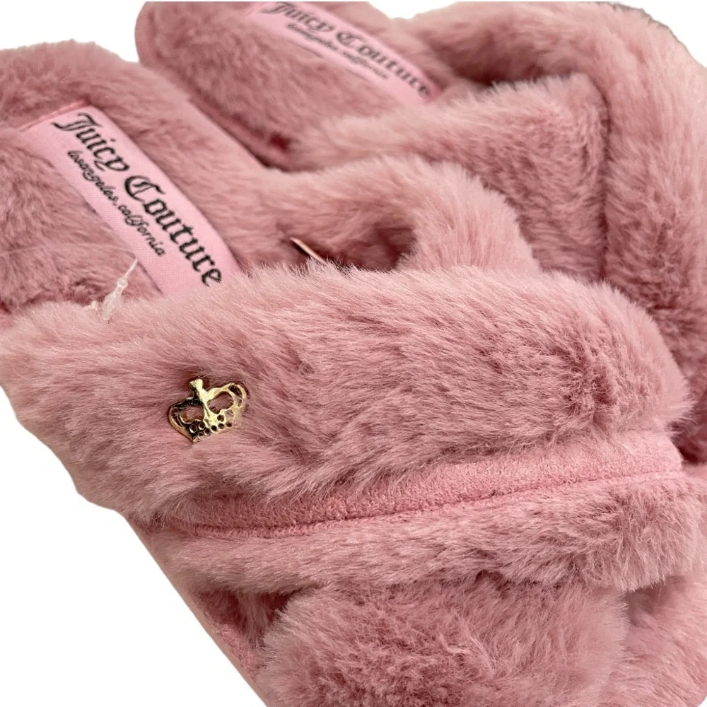Juicy Couture | Shoes | New Juicy Couture Womens Fur Criss Cross Slide ...